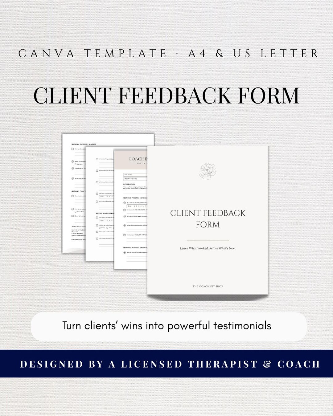 Coaching Client Feedback Form, Editable Testimonial Request Survey for ...