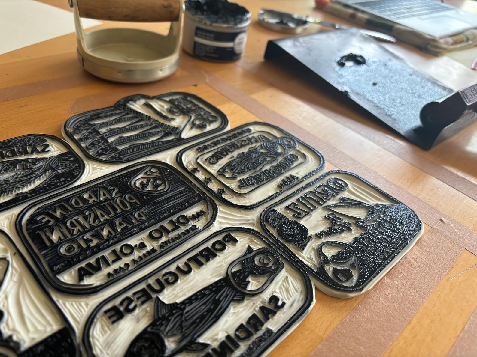 Sardine Tin Block Print - Etsy