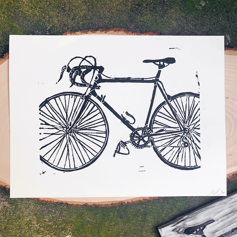 Bicycle Block Print - Etsy