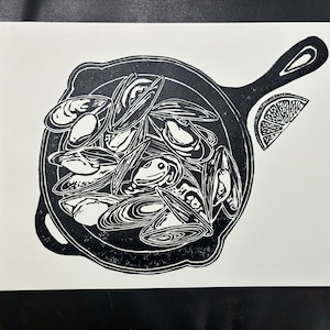 Mussels Block Print - Etsy