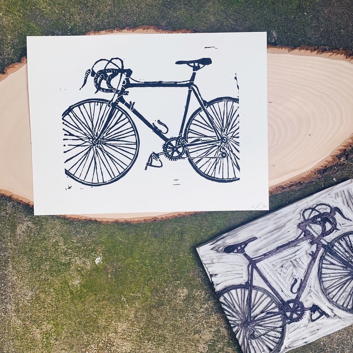 Bicycle Block Print - Etsy