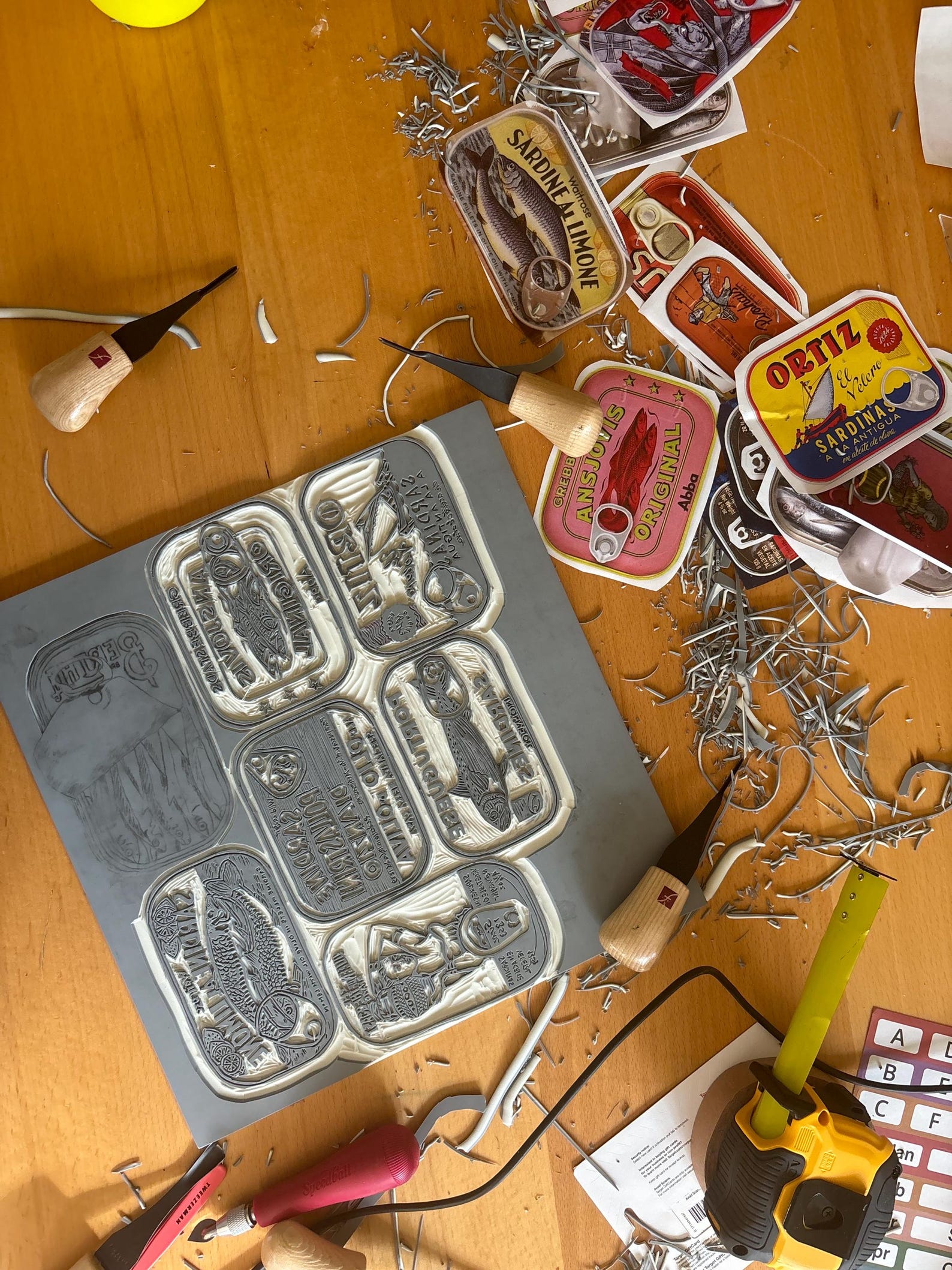 Sardine Tin Block Print - Etsy