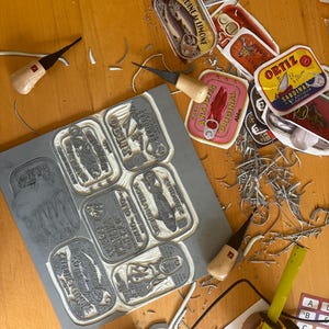Sardine Tin Block Print - Etsy