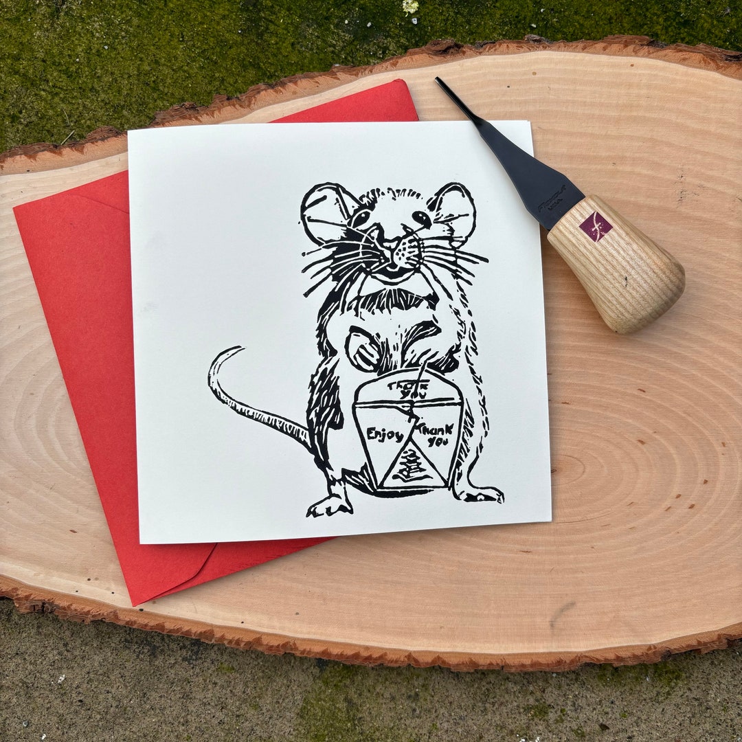 Rat Thank You Blank Folded Card - Etsy