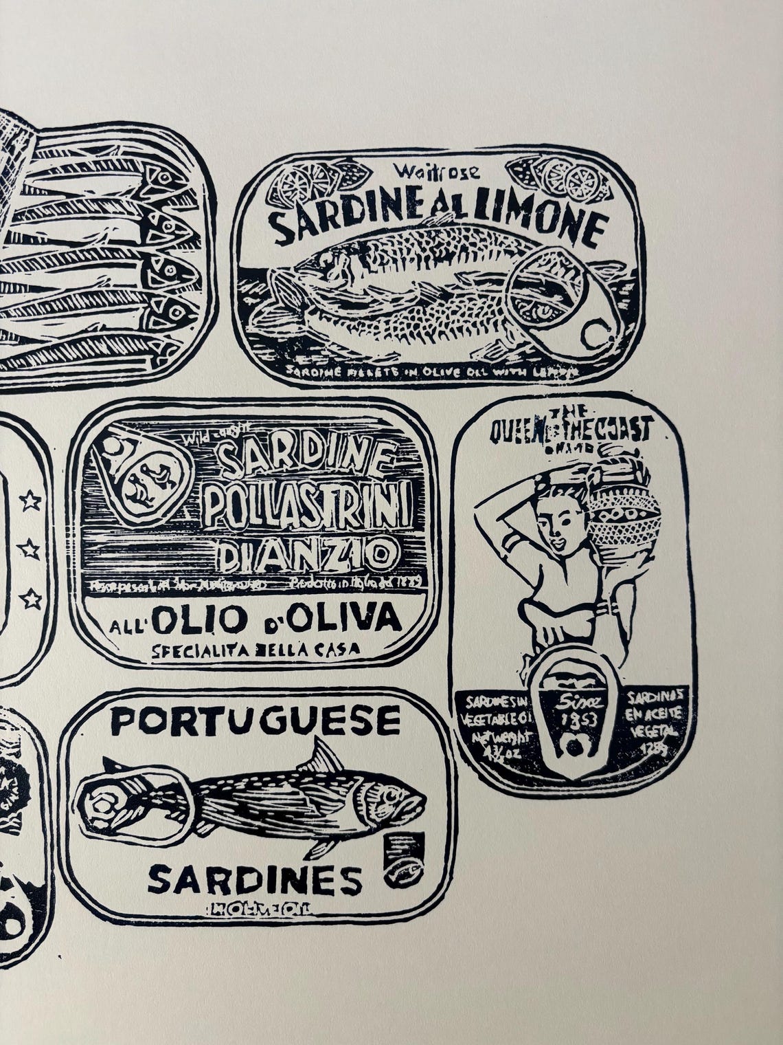 Sardine Tin Block Print - Etsy