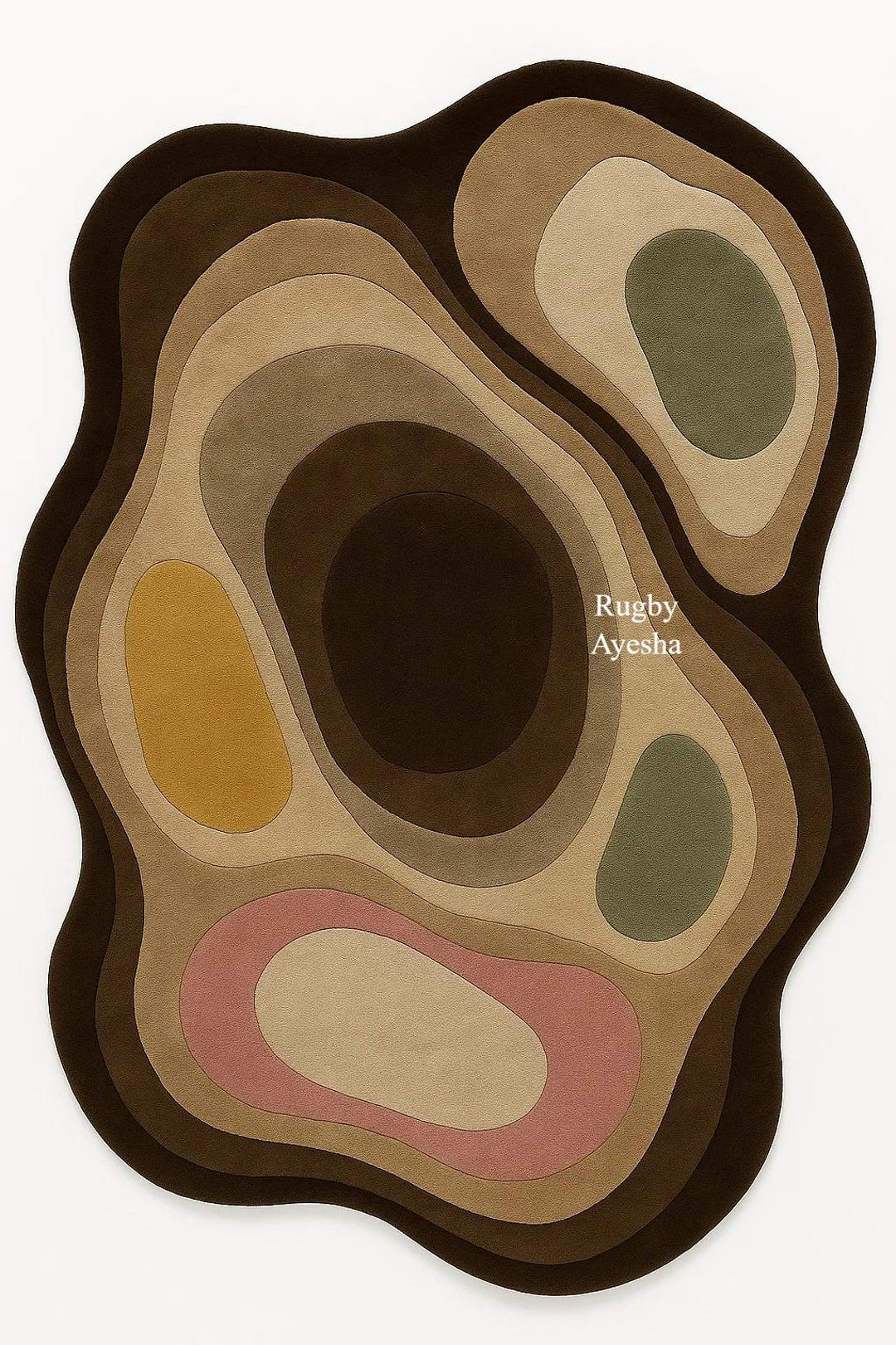 Earth Tone Organic Shape Rug | Handmade Wool Tufted Carpet | Abstract ...