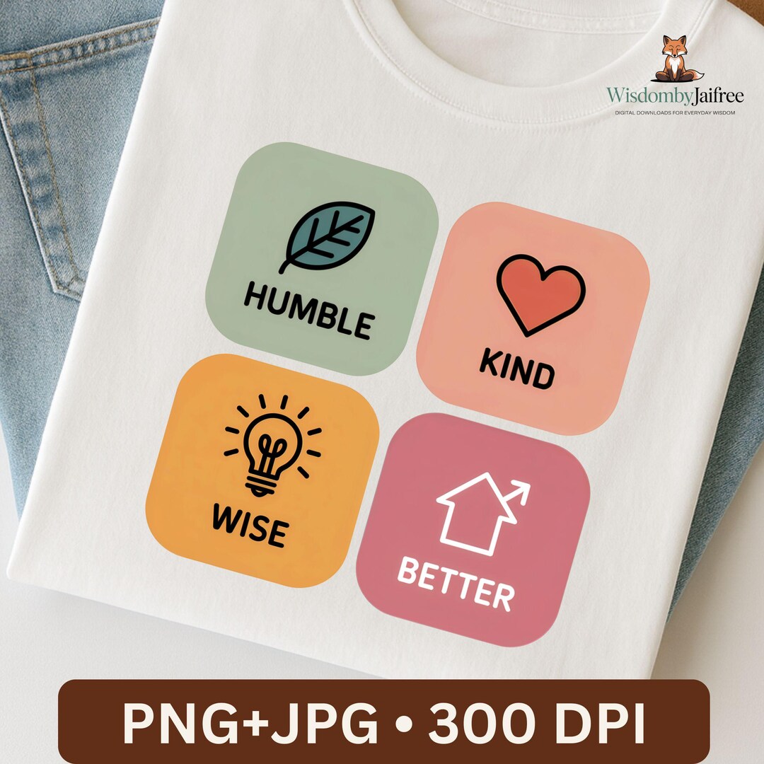 Classroom Positive Icons PNG JPG: Humble, Kind, Wise, Better (300 DPI ...