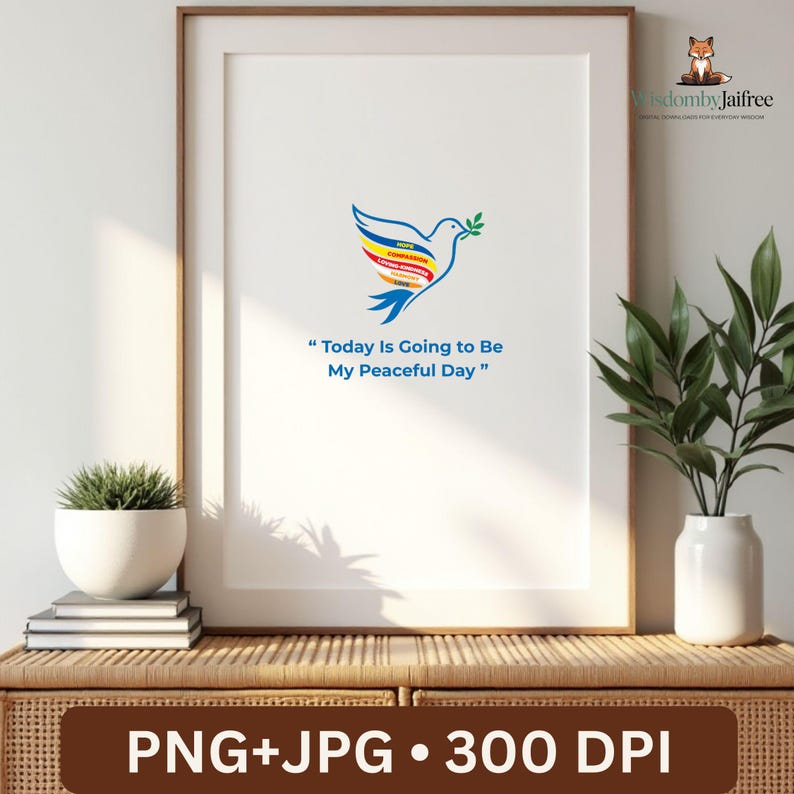 Today is Going to Be My Peaceful Day PNG JPG, Peace Dove Illustration ...