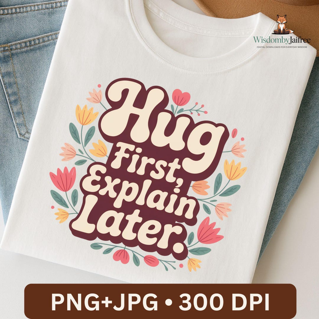 Hug First Explain Later PNG: Cozy Floral Quote (digital Download) - Etsy