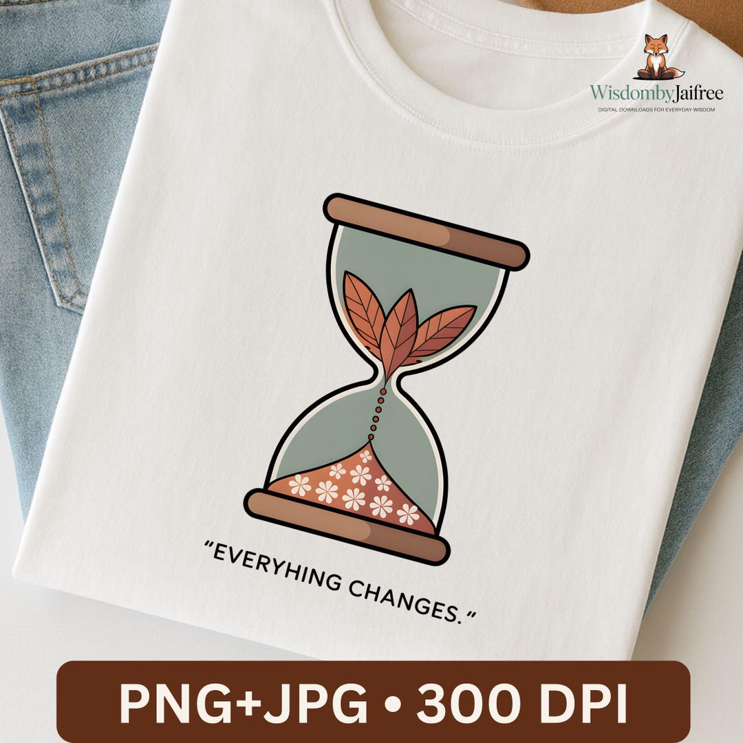 Zen Hourglass Design: Everything Changes Quote, T-shirt Print (PNG/JPG ...