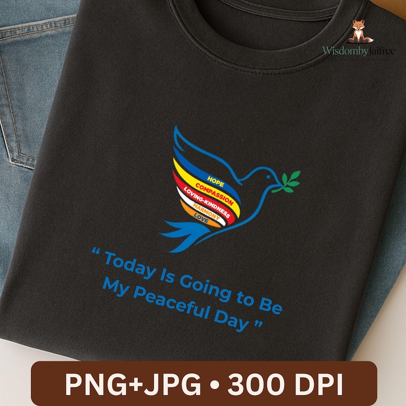 Today is Going to Be My Peaceful Day PNG JPG, Peace Dove Illustration ...
