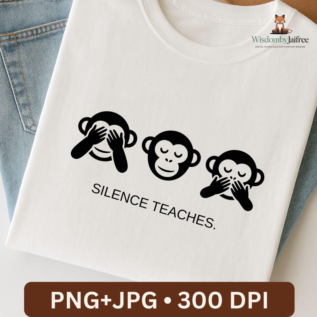 Zen Monkeys PNG: Silence Teaches, Mindful Quote (digital Download) - Etsy