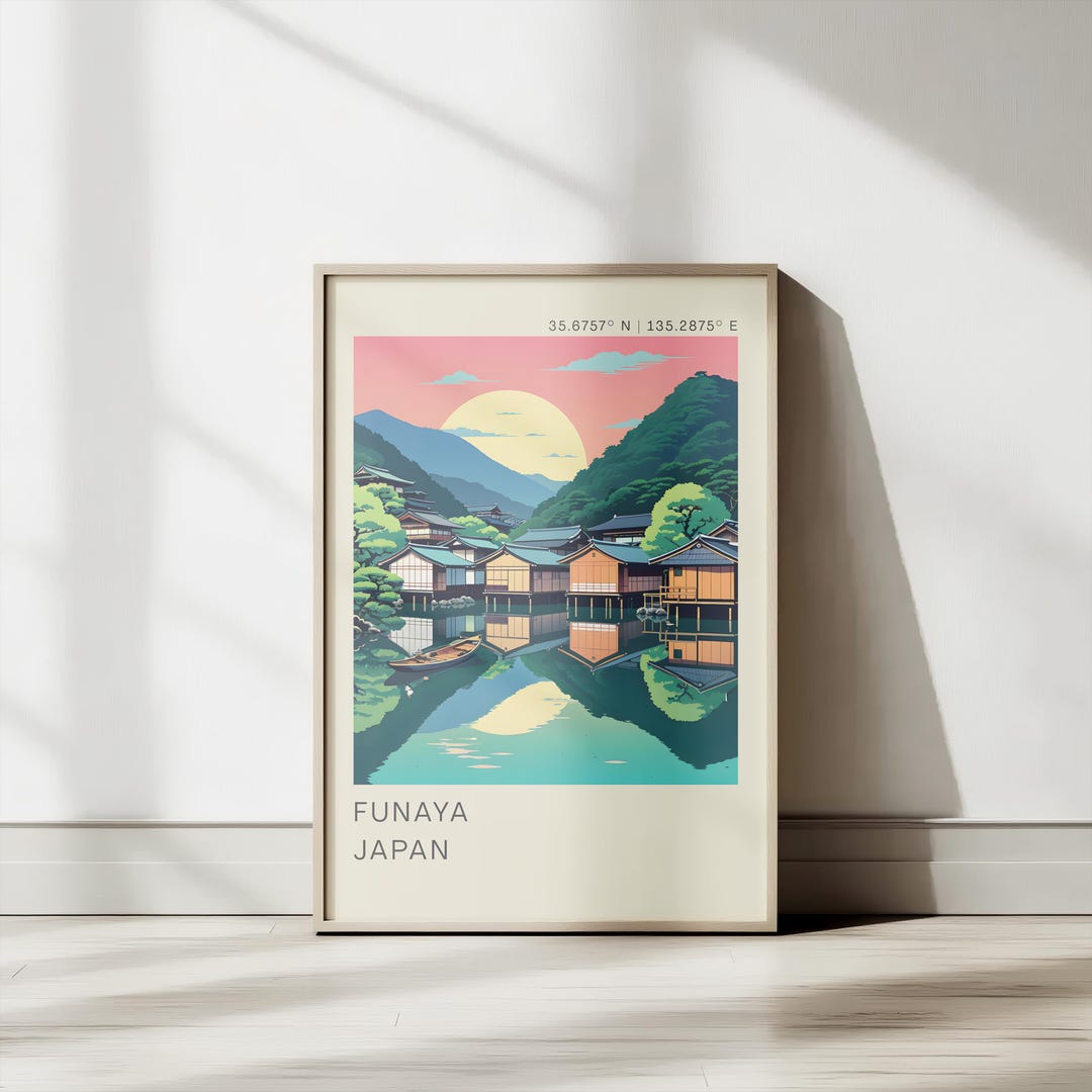 Travel Poster, Funaya Japan Coordinates Rolled Posters, Wall Art Print ...