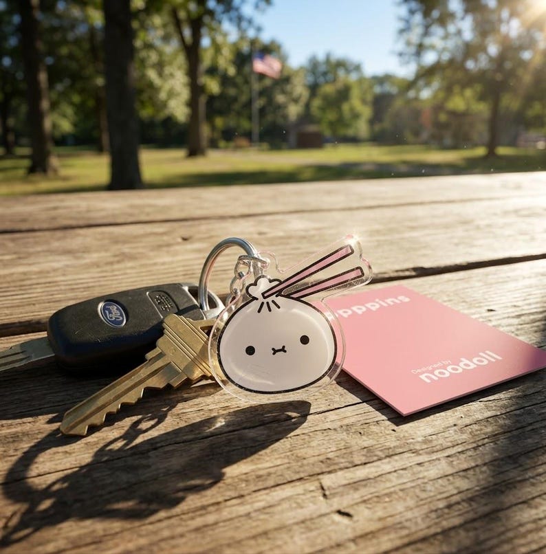 Chopstick Bao Keychain Cute Kawaii Dumpling Cat Charm Foodie Bag ...