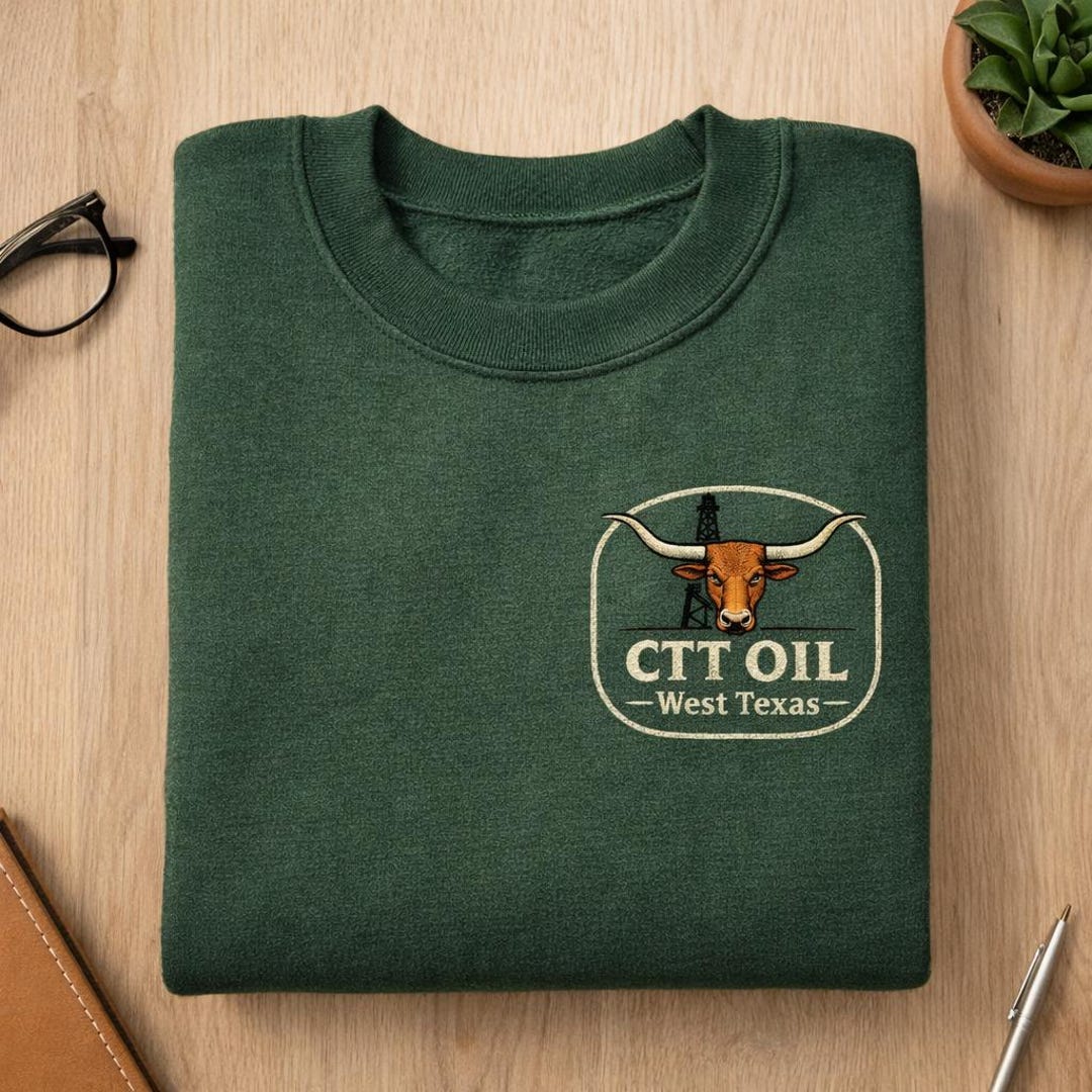 Embroidered CTT Oil Exploration & Cattle Design Tee | Oilfield Ranch ...