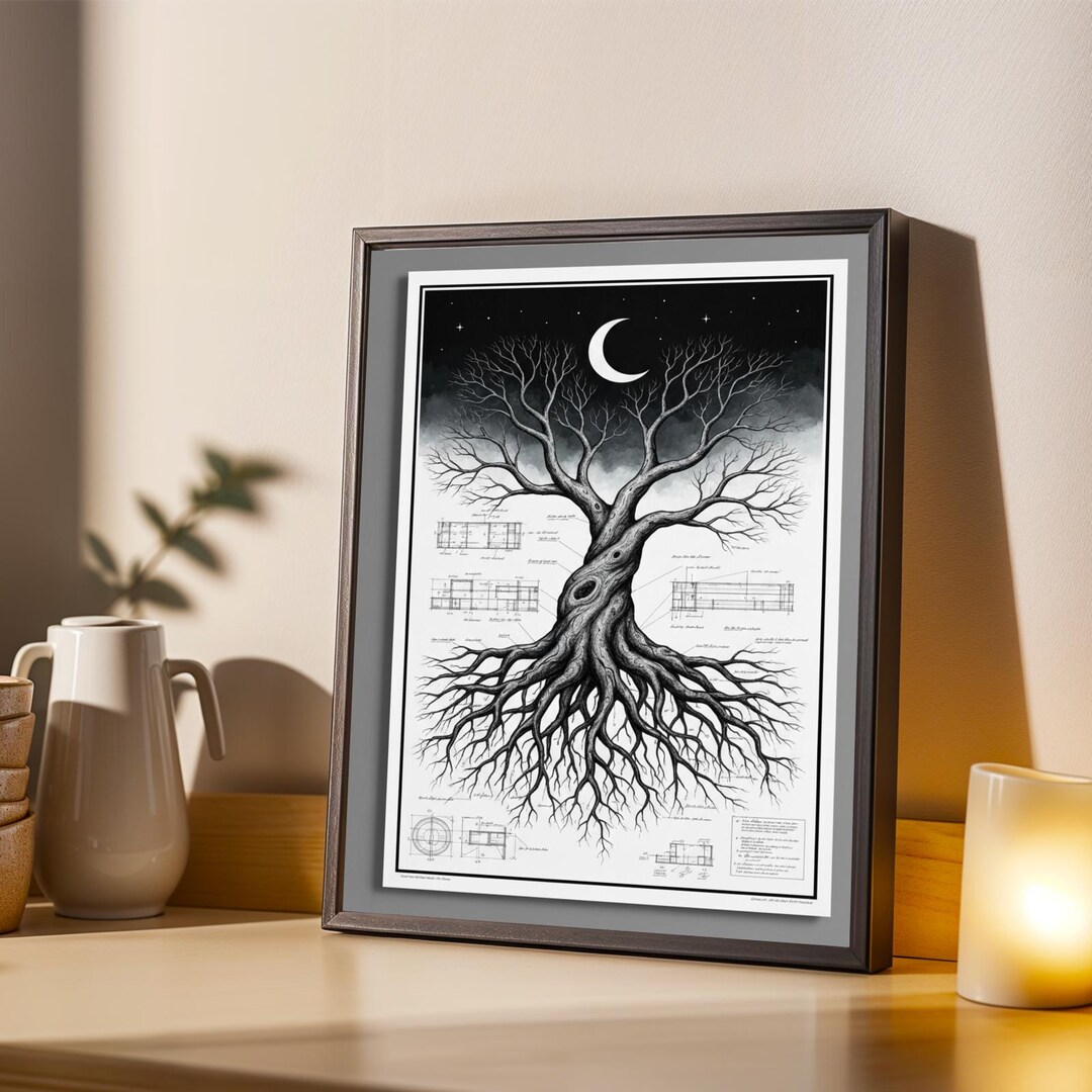 Tree and Starry Sky Poster – Gothic Blueprint - Etsy
