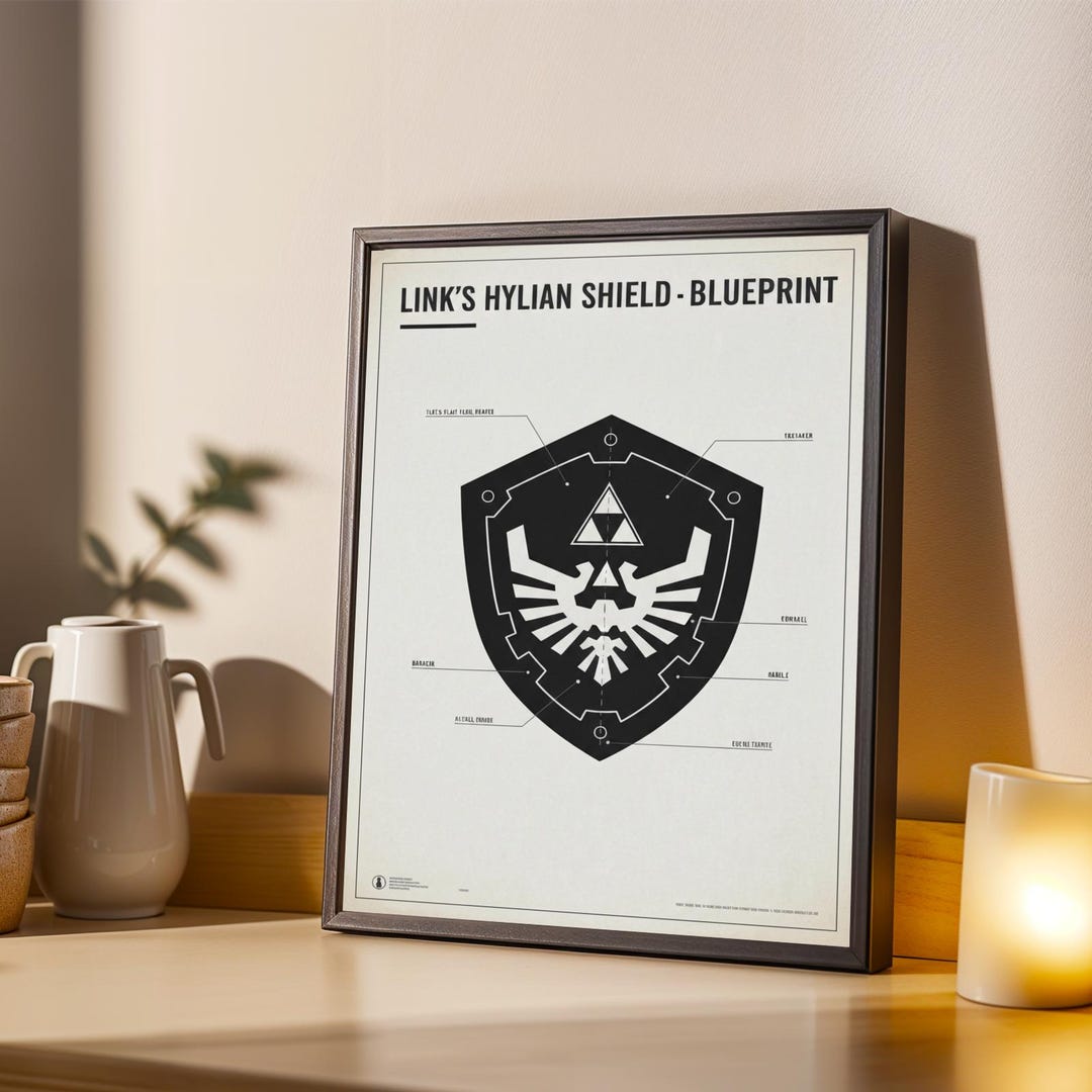 Link's Hylian Shield Poster – Black and Light Grey Art | Zelda ...