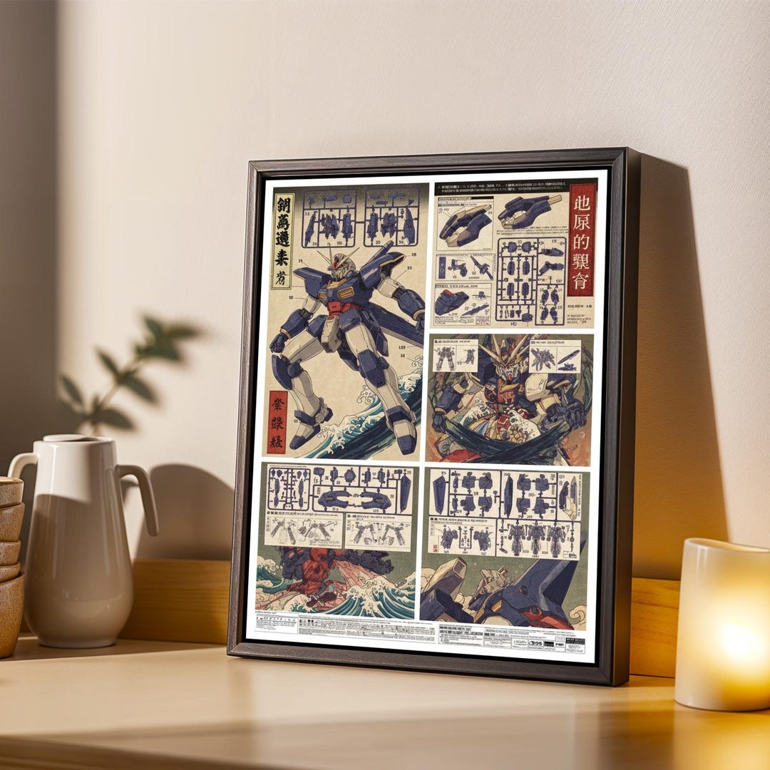 Japanese Mecha Fusion Poster – Ukiyo-e Anime Wall Print – Living Room ...