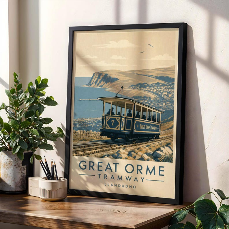 Orme Tramway Poster – Retro Vector Art, Llandudno Landmark Print - Etsy