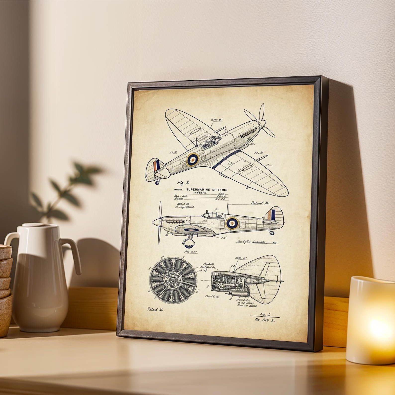 Supermarine Spitfire Blueprint Art: Vintage Aviation Poster - Etsy