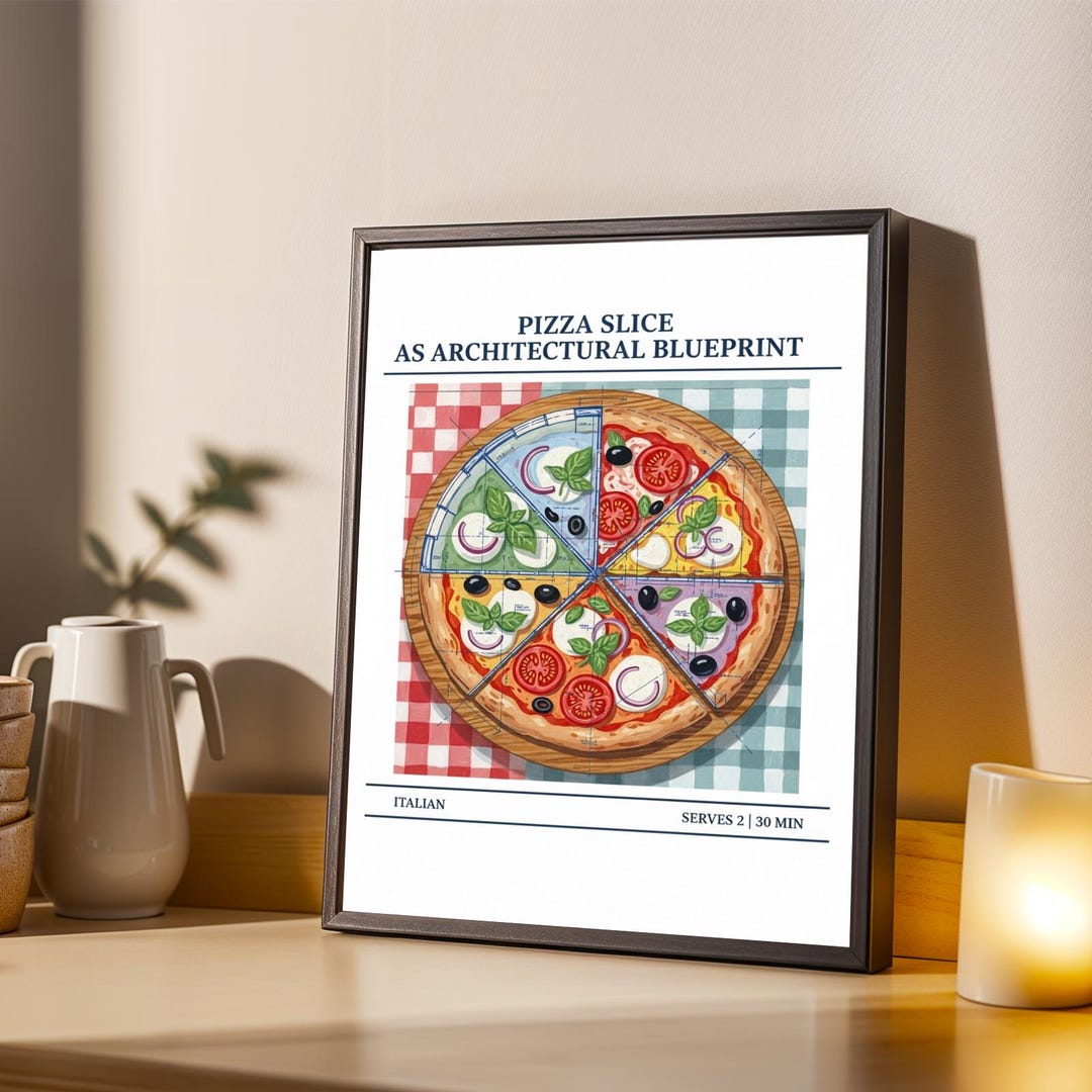Pizza Architectural Blueprint Art Print – Contemporary Food Art for ...