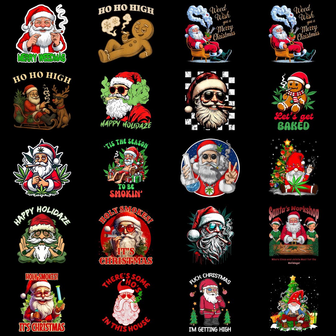 Christmas Santa Smoking Weed PNG - Funny Cannabis Holiday Quote Clipart ...