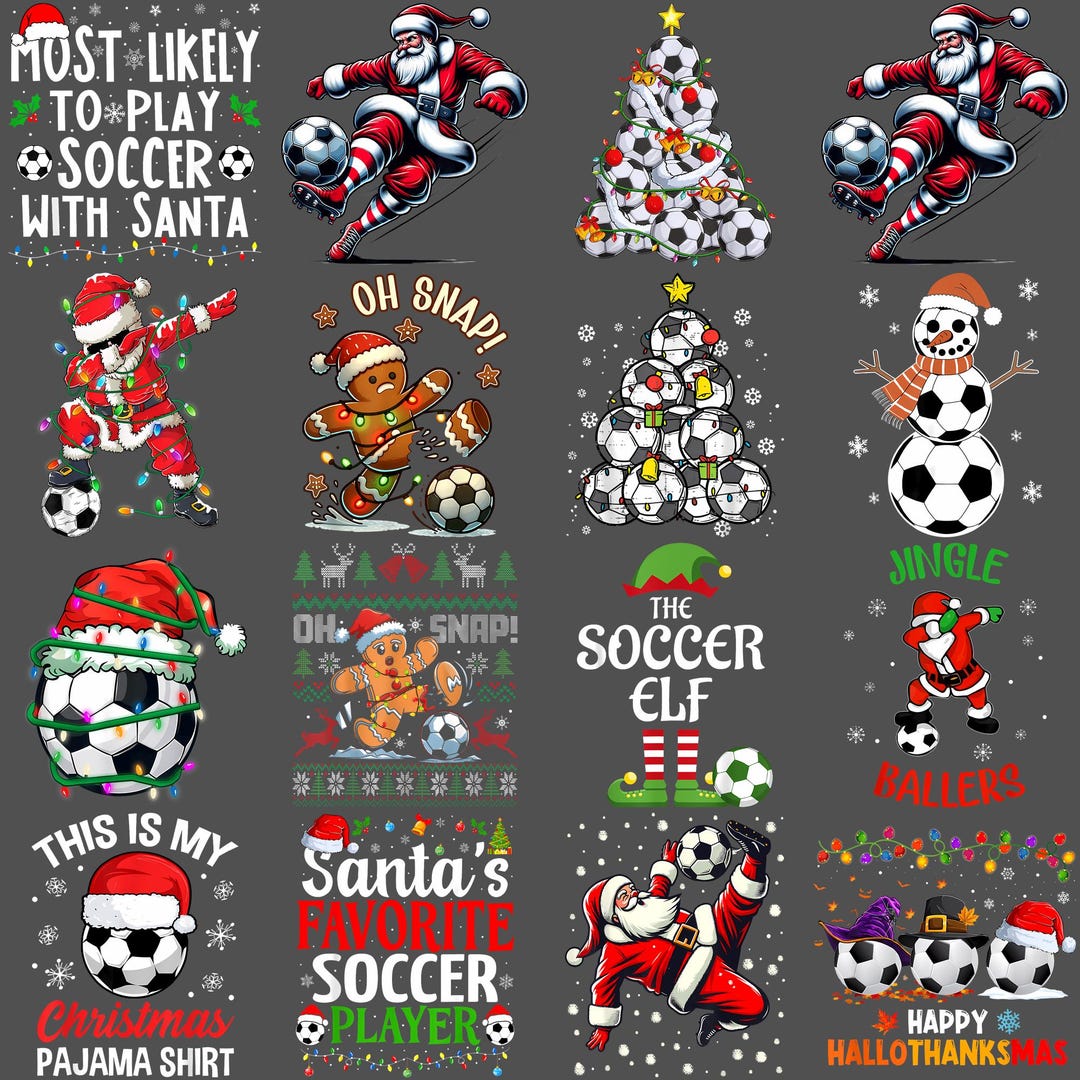 Santa Soccer Player PNG - Funny Christmas Sports Clipart for Men Boys ...