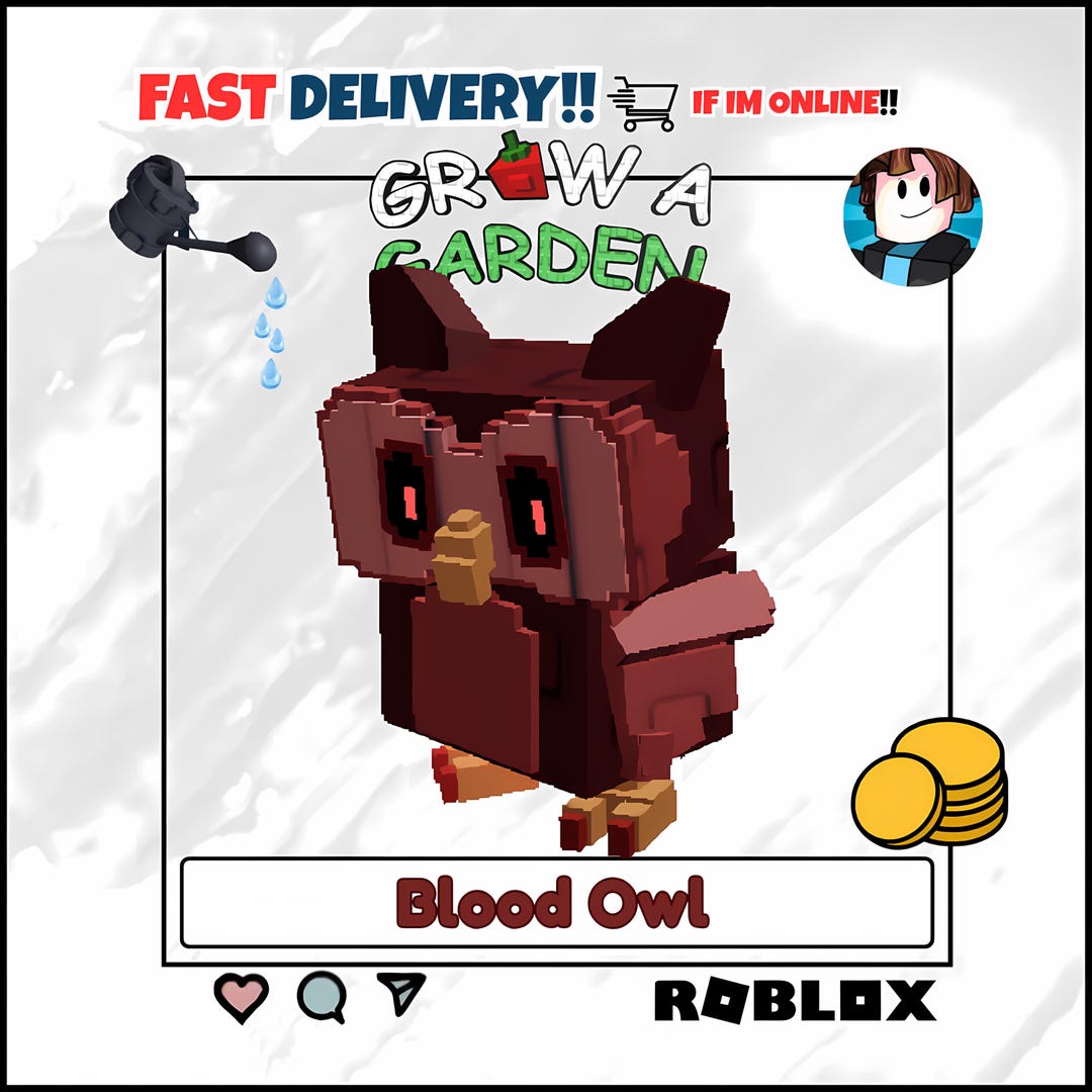 Grow A Garden - Blood Owl Roblox Robux - Etsy