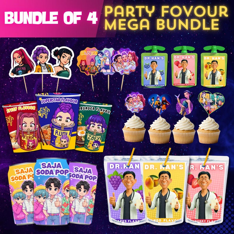 Paquete de Cazador de Demonios Kpop, etiquetas para fideos ramen ...