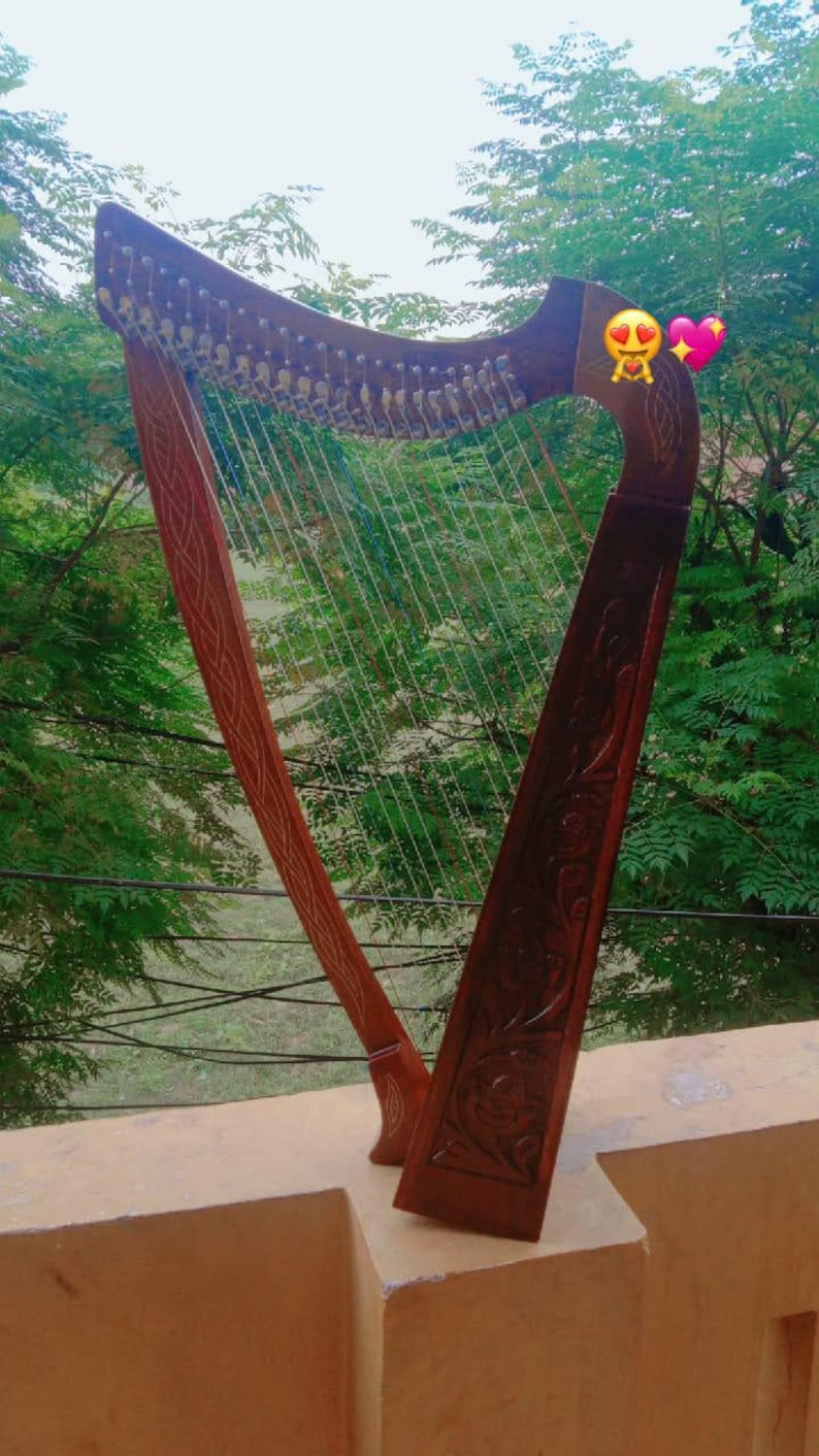 22 String Celtic Lever Harp – Wooden Irish Folk Instrument With Bag - Etsy