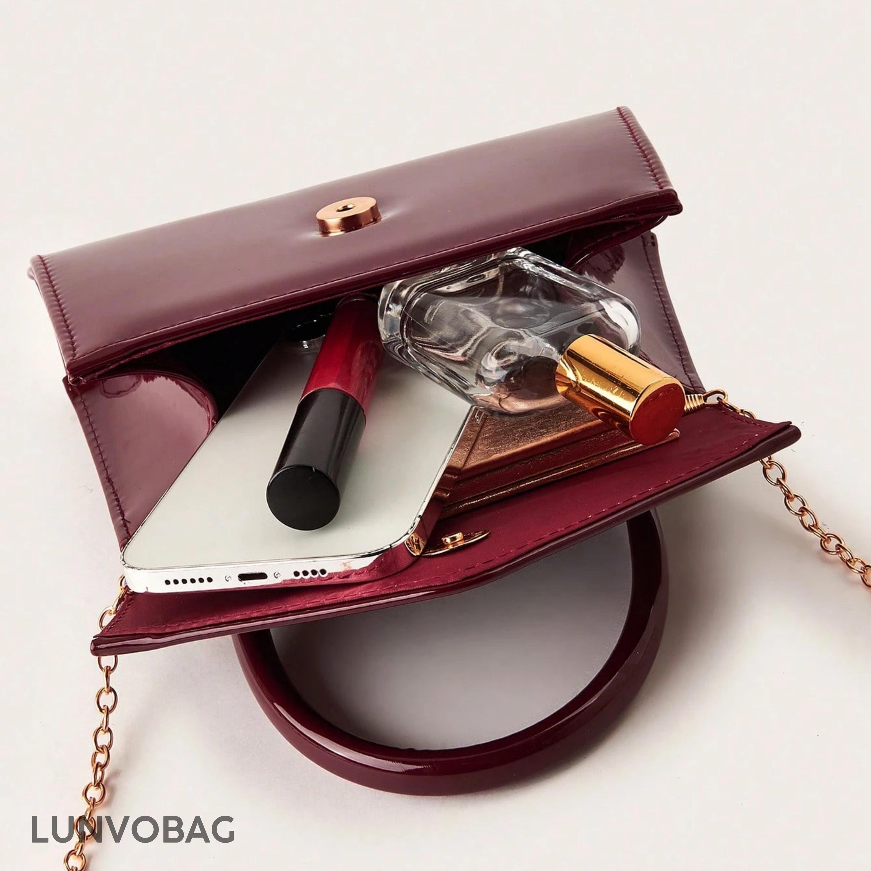 Patent Leather Mini Top Handle Bag – Burgundy Shoulder Purse - Etsy