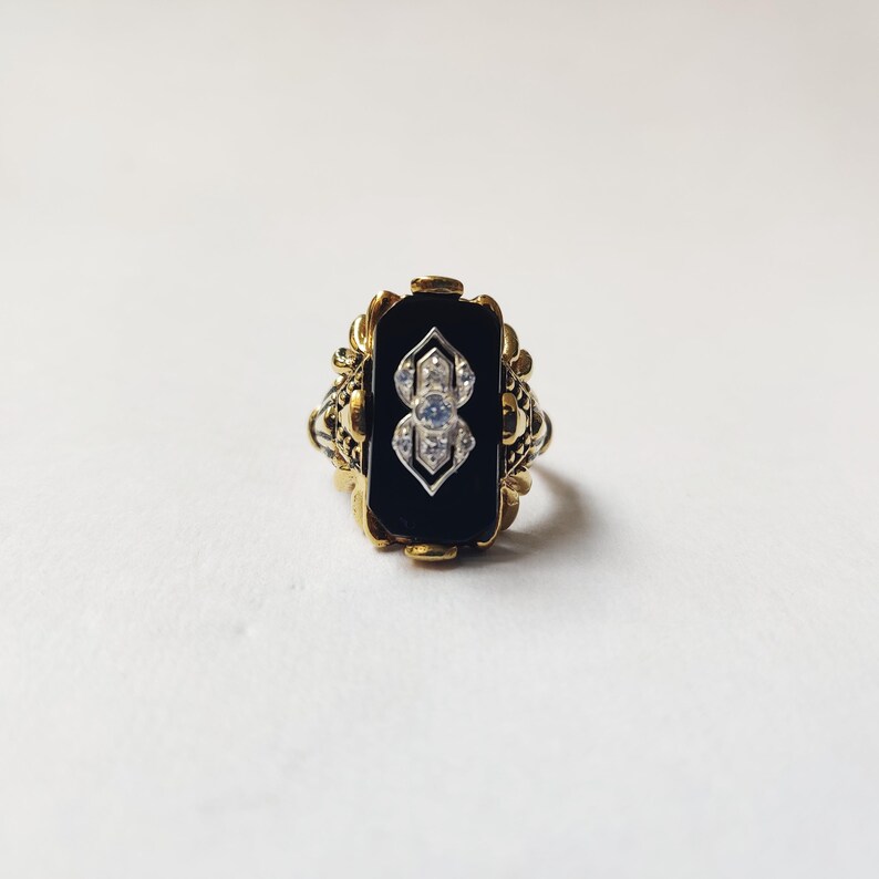 Victorian Black Onyx Filigree Silver Ring -vintage Ring,gemstone Gothic ...