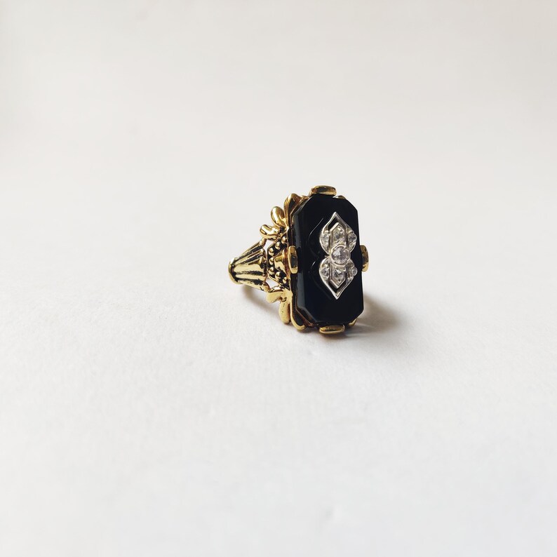 Victorian Black Onyx Filigree Silver Ring -vintage Ring,gemstone Gothic ...