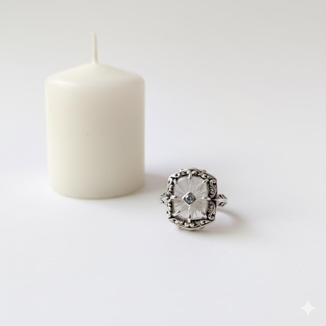 Antique Natural Crystal Stone Ring, Gemstone Ring, Crystal Statement ...