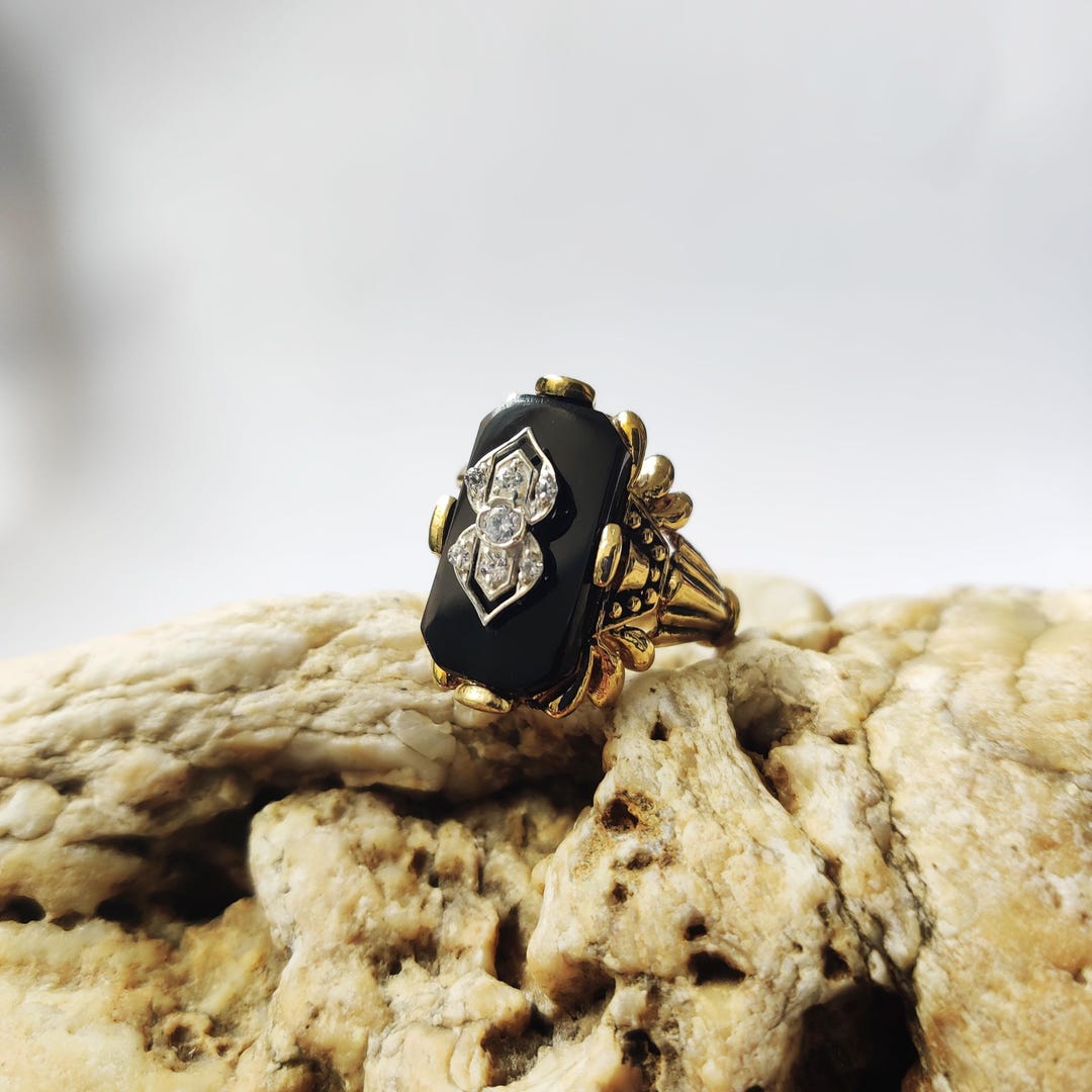 Victorian Black Onyx Filigree Silver Ring -vintage Ring,gemstone Gothic ...