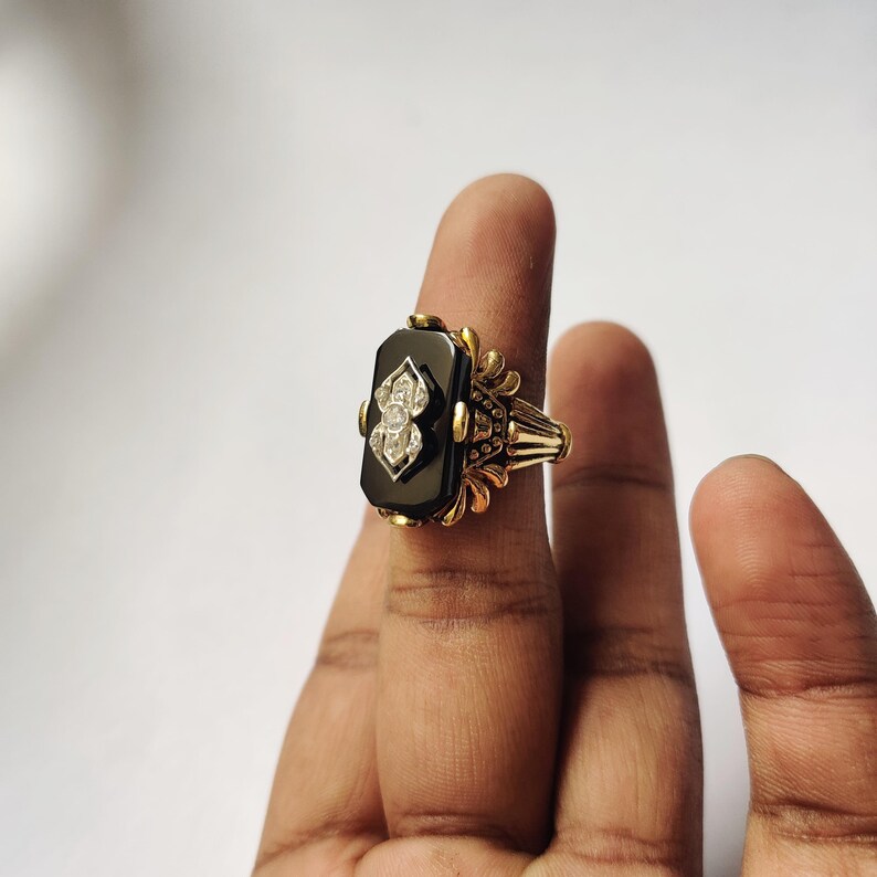 Victorian Black Onyx Filigree Silver Ring -vintage Ring,gemstone Gothic ...