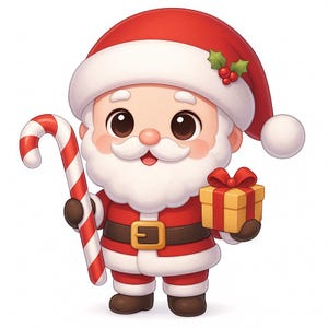 Kawaii Christmas PNG Bundle | Santa, Reindeer, Elf (digital Download ...