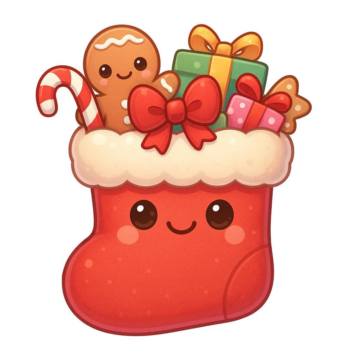 Kawaii Christmas PNG Bundle | Santa, Reindeer, Elf (digital Download ...