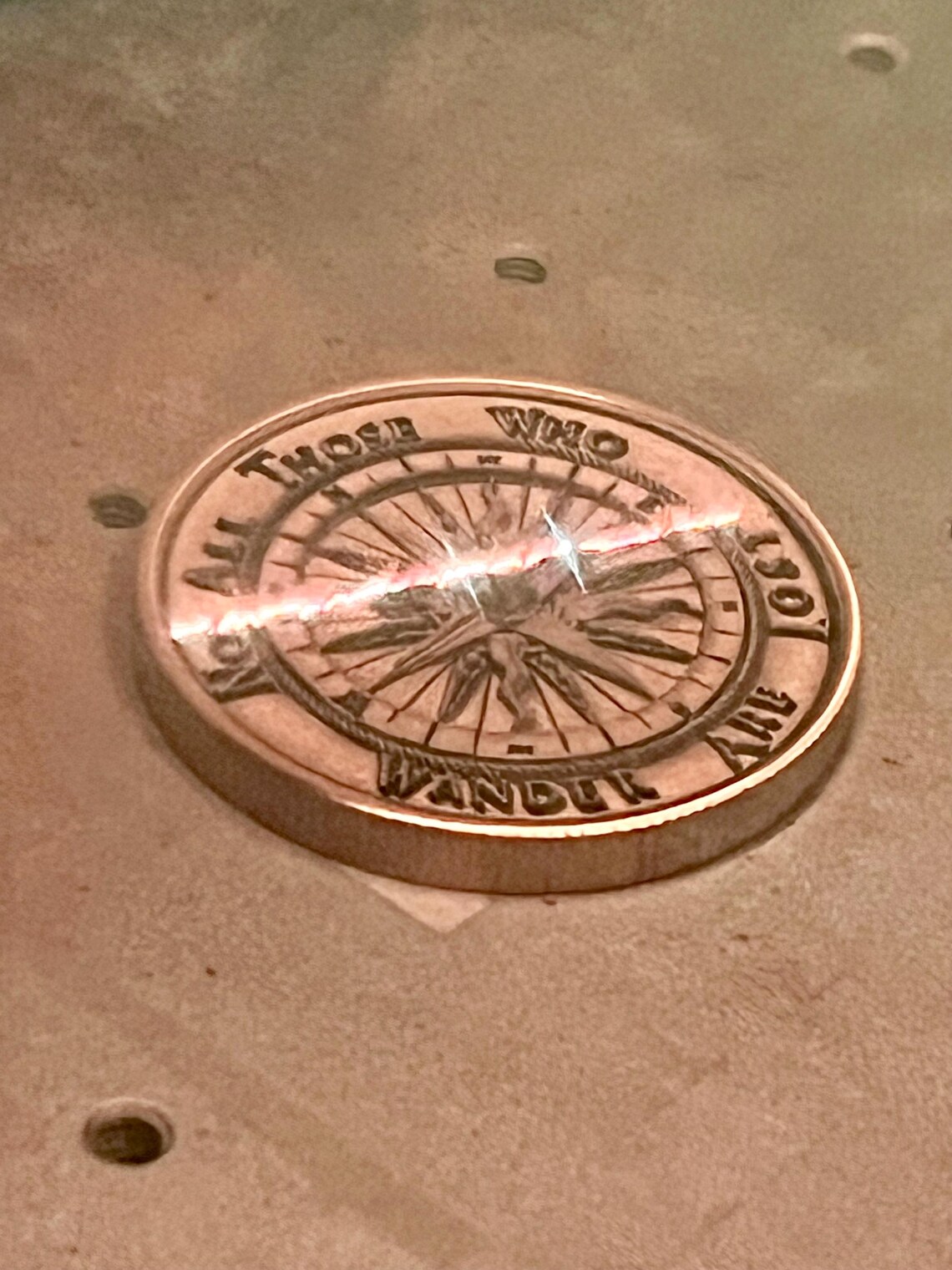 Wanderer Medallion - Engraved Compass Rose Inscription - Etsy