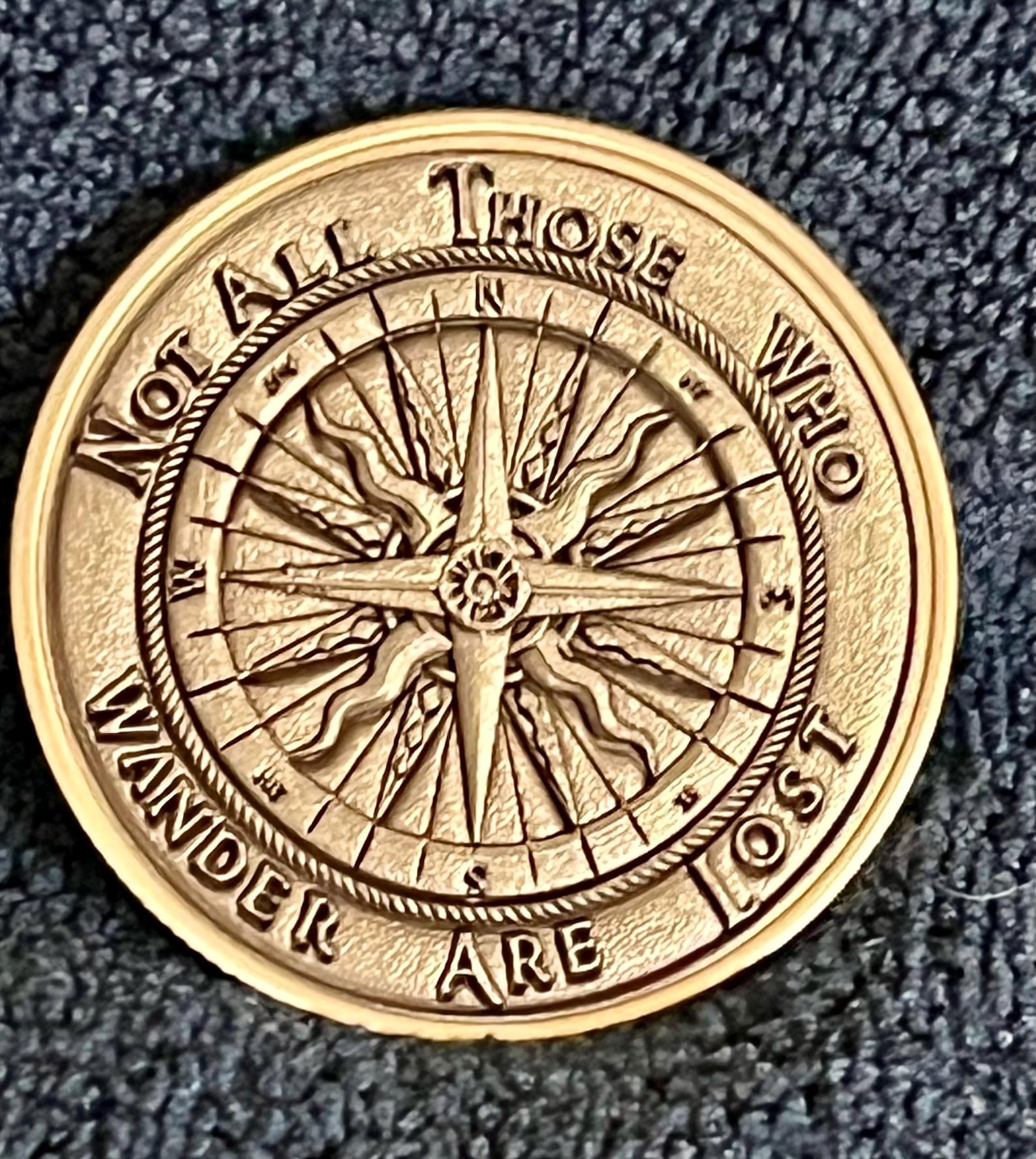 Wanderer Medallion - Engraved Compass Rose Inscription - Etsy