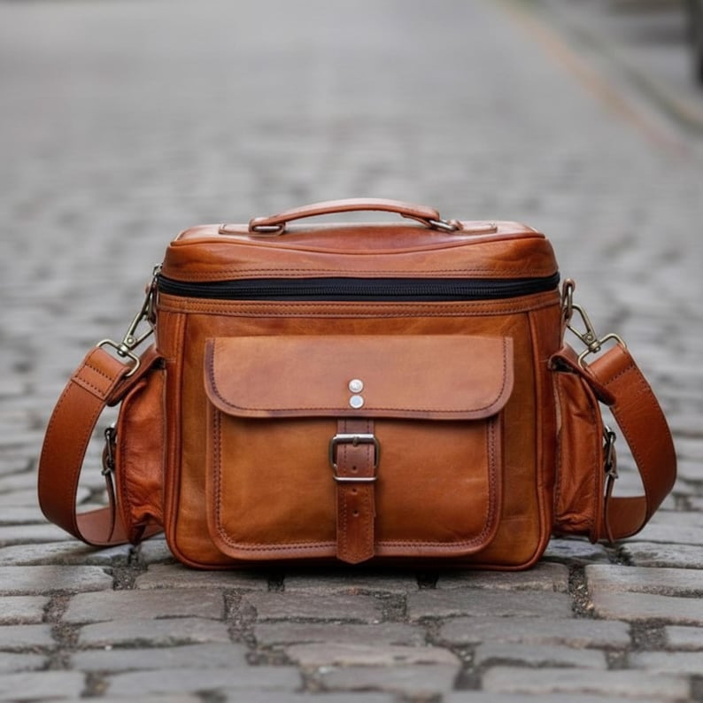 Leather Camera Bag Crossbody for Men Women | Handmade Vintage Brown ...