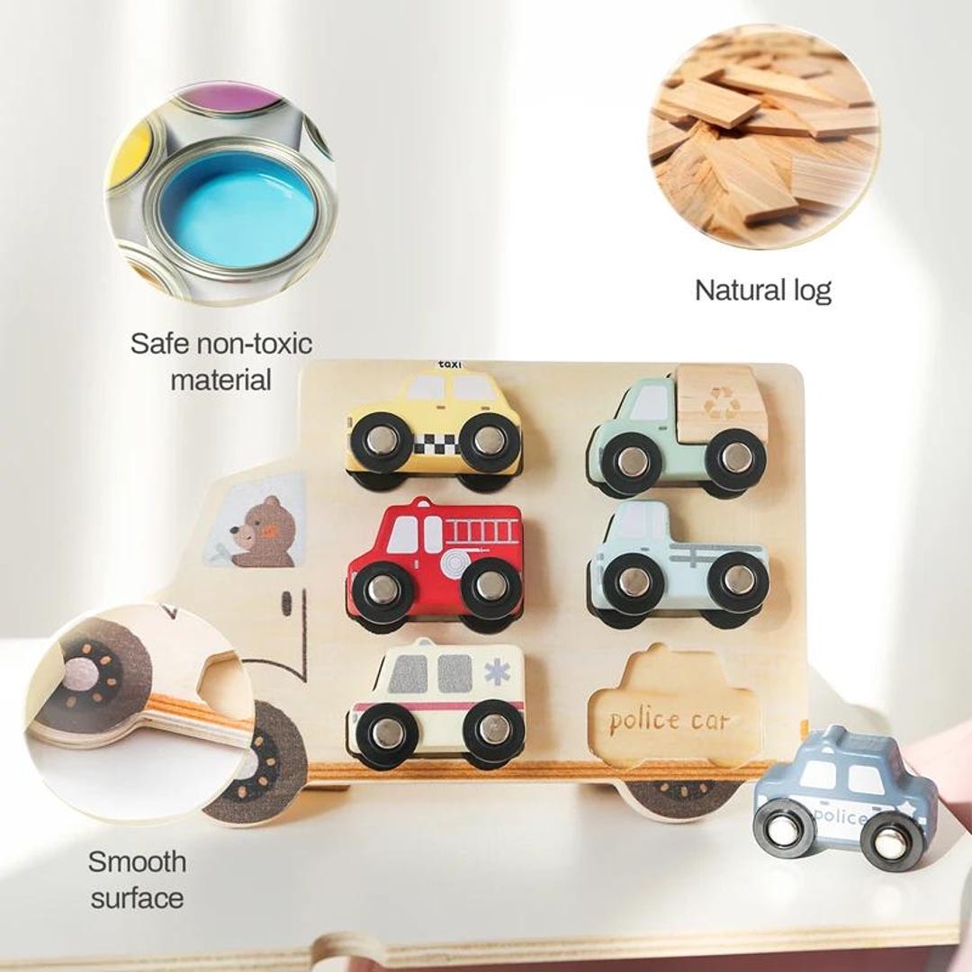 Woodland Busy Board – Montessori Toy With Cartoon Vehicles & Traffic ...