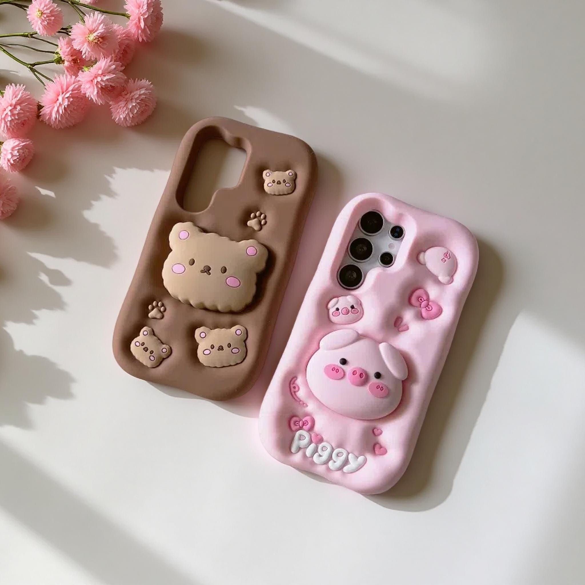 Cute Pig Bear Telescopic Bracket Case for Samsung Galaxy A15 A16 A24 ...