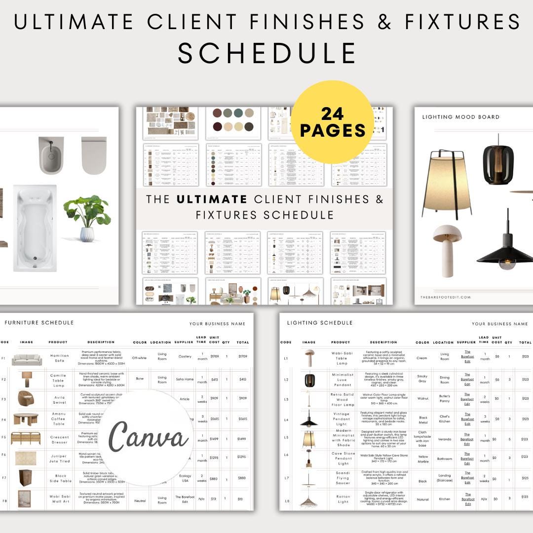The Ultimate Interior Design Client Schedule Template, Finishes ...