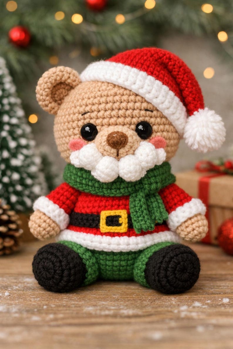 Christmas Santa Bear Cross Stitch Pattern | Holiday Bear Xstitch PDF ...