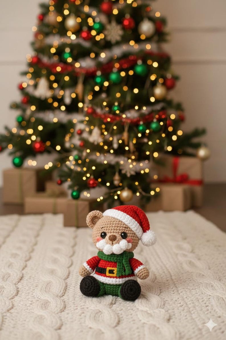 Christmas Santa Bear Cross Stitch Pattern | Holiday Bear Xstitch PDF ...
