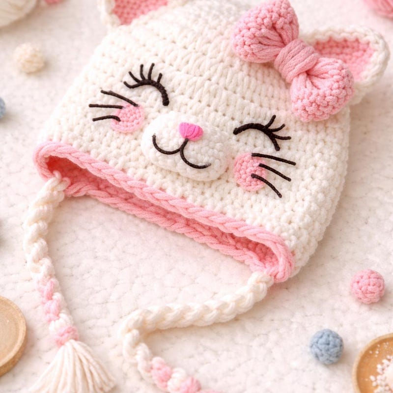 Cat Crochet Scarf Hat - Etsy UK