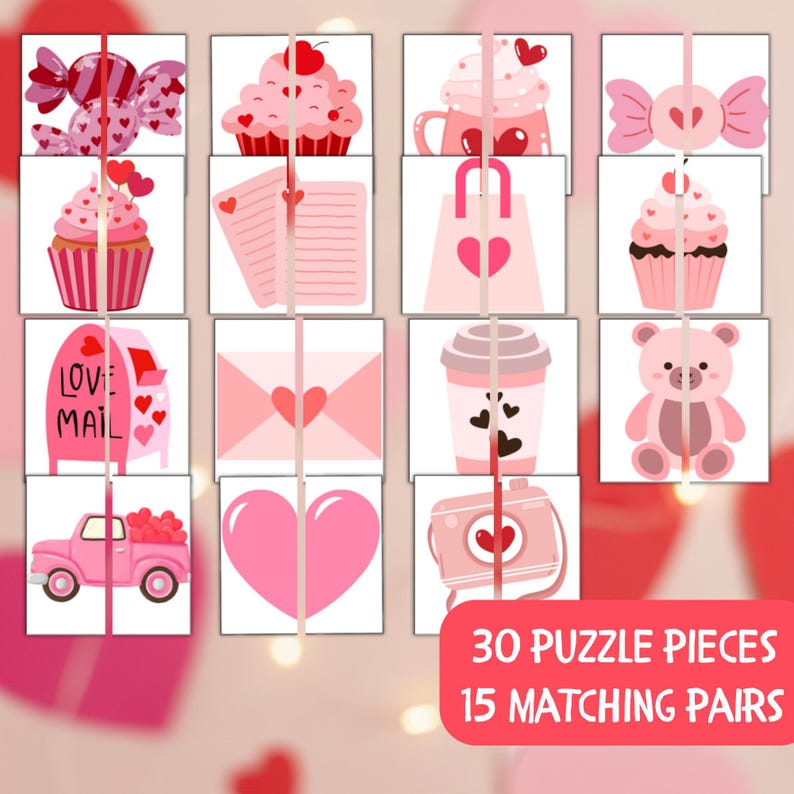 Valentine Matching Game for Toddlers | Preschool Puzzle (digital ...
