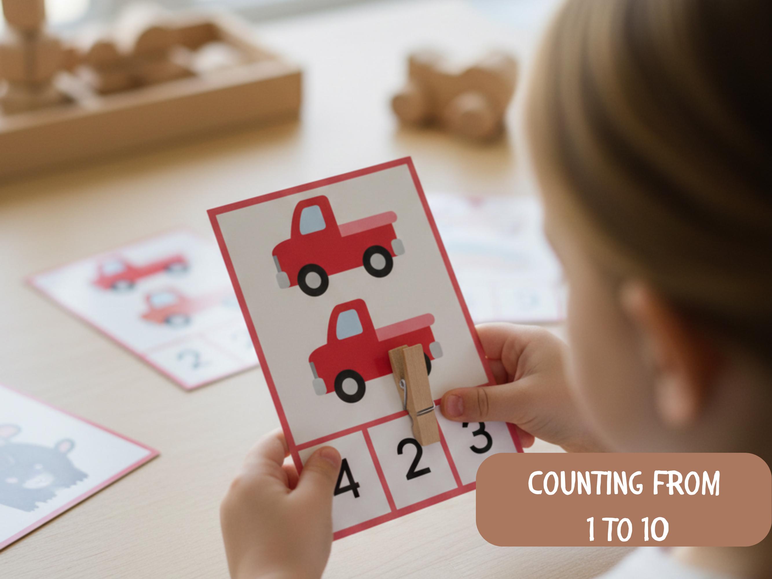 Vehicles Count and Clip Cards | Preschool Counting 1–10 | Printable ...