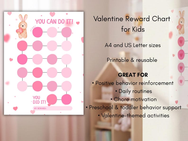 Valentine Reward Chart for Kids | Behavior Chart Printable | Valentine ...